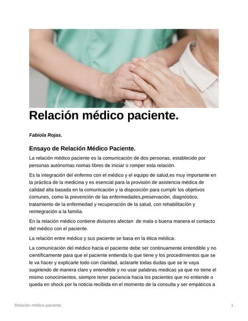 Relación médico paciente | Fabiola Rojas | uDocz