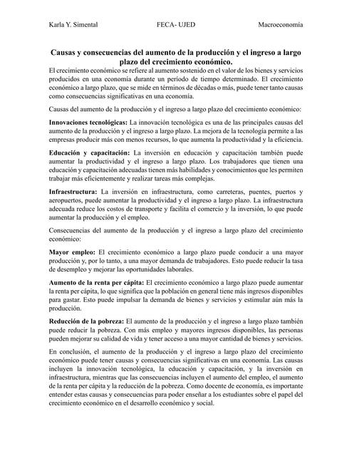 Causas Y Consecuencias Del Aumento De La Producción Karla Y
