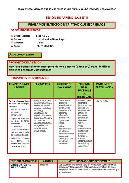 Sesión de Aprendizaje | Isabel Nieva JOrge | uDocz
