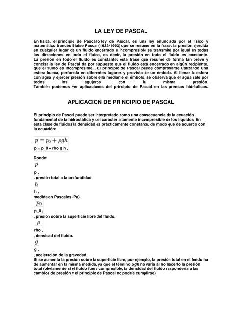 Ley de Pascal | Apuntes de Física | uDocz