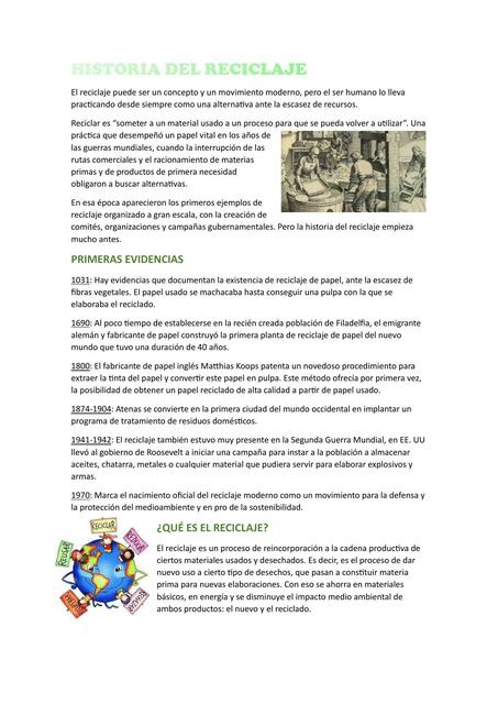 Historia del Reciclaje | Nini0918 | uDocz