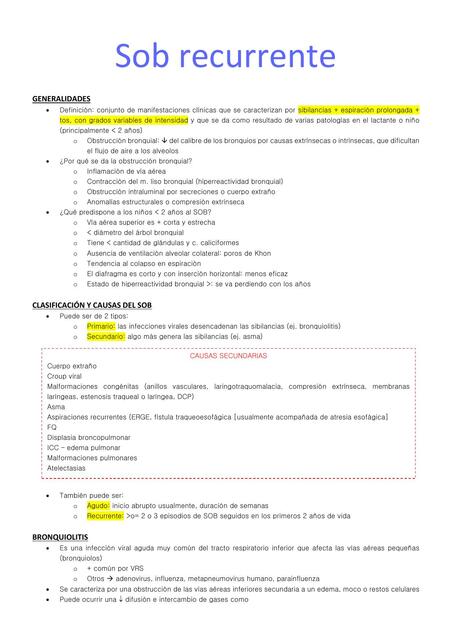 SOB recurrente | Medicina La Mía | uDocz