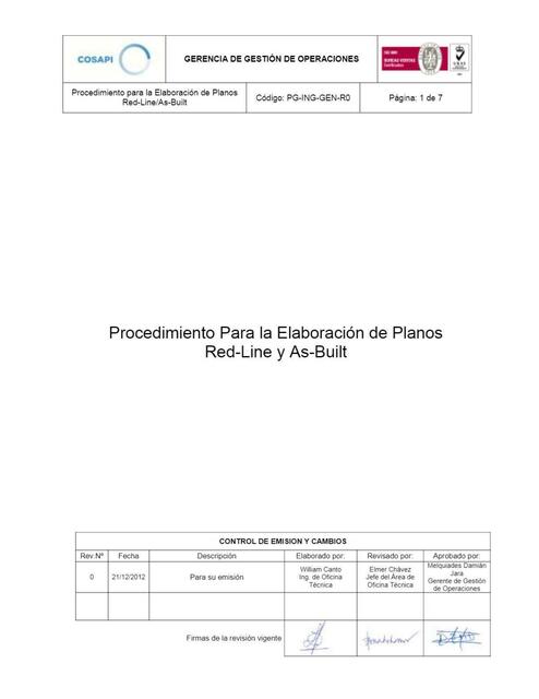 Procedimiento para la elaboración de planos As built y Red line ...