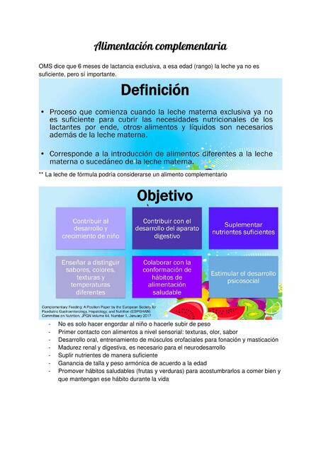 Alimentación Complementaria | Mary Mednotes | uDocz
