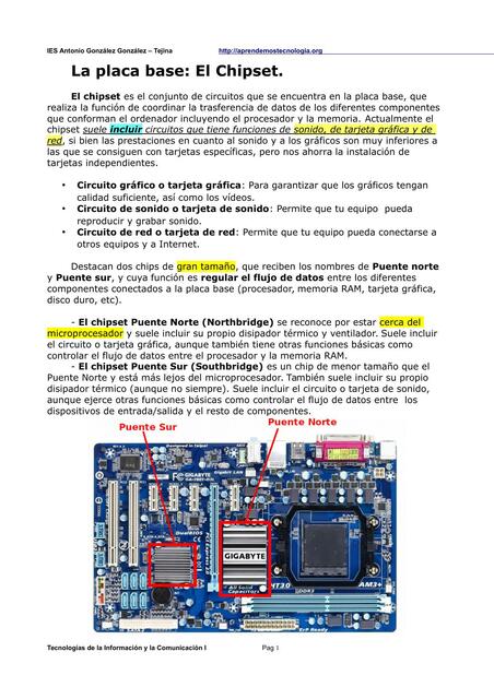 La placa base el chipset | Renzo Cuzco | uDocz