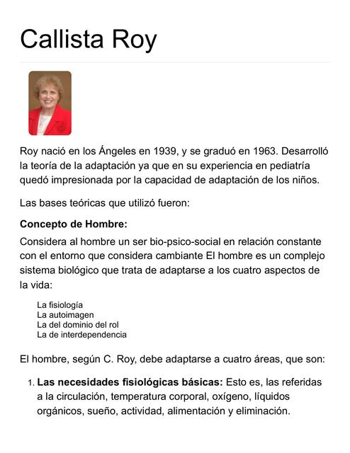 Callista Roy | ensaludyconocimiento | uDocz