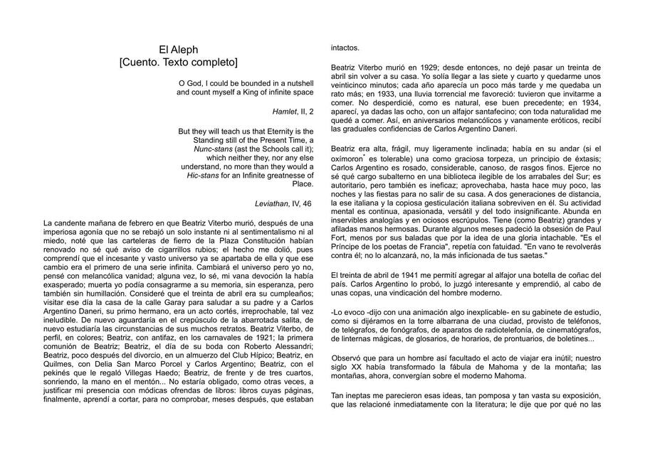 Resúmenes de El Aleph | Descarga apuntes de El Aleph