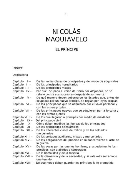 El Príncipe- Nicolás Maquiavelo | Alianza literaria | uDocz
