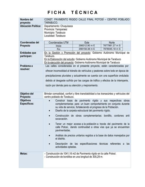 Ficha Técnica | daniel jimenez | uDocz