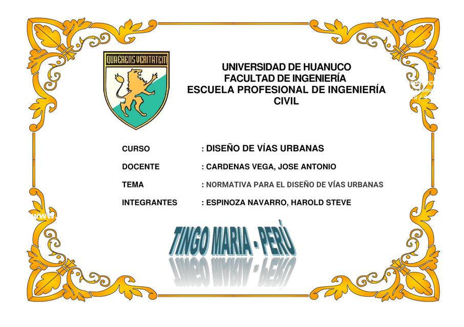Diseño de Vías Urbanas | HAROLD STEVE ESPINOZA NAVARRO | uDocz