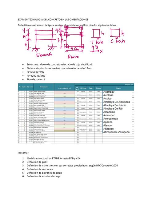 Examen Tecnología del Concreto en las Cimentaciones | Antonio Felix | uDocz