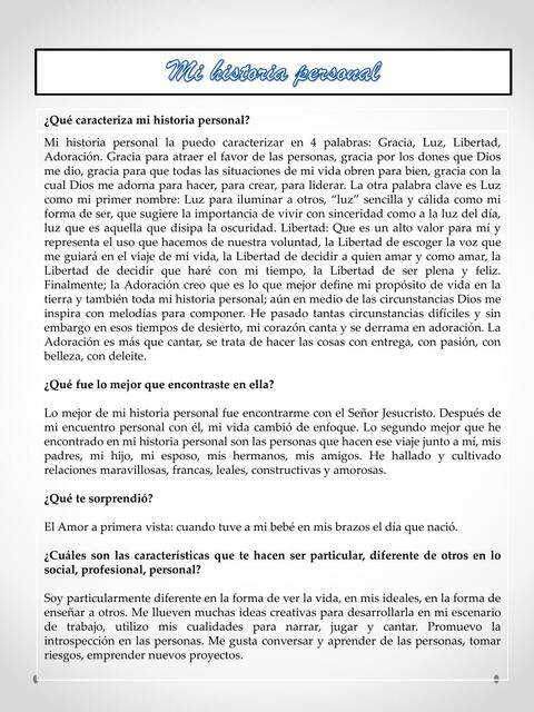 Mi Historia Personal | Luz Emperatriz Patiño | uDocz