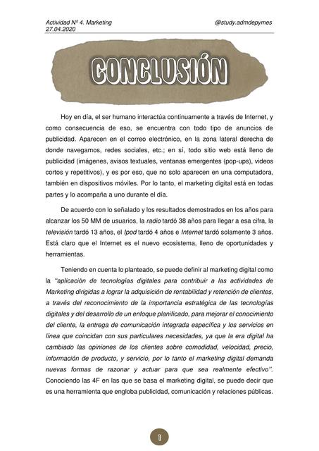 Actividad nº 4 de Marketing. Conclusión sobre Marketing digital y las ...