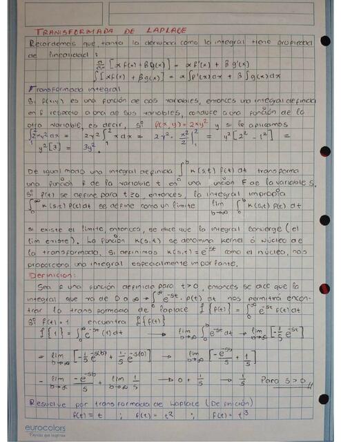 Transformada de Laplace | Sebastián Molina | uDocz