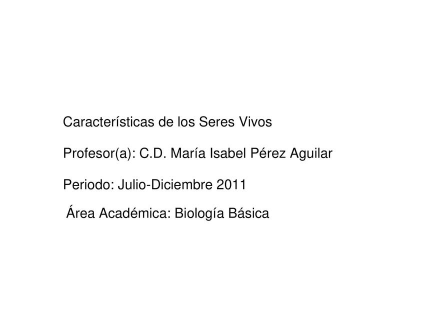 Características de los seres vivos | Biología General | uDocz