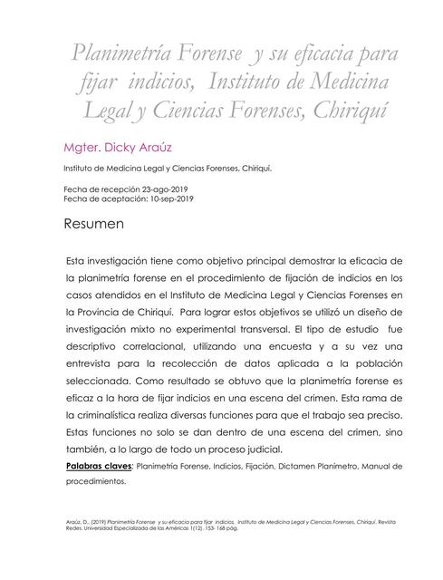 Planimetría Forense y su Eficacia Fijar Indicios | Andrea | uDocz