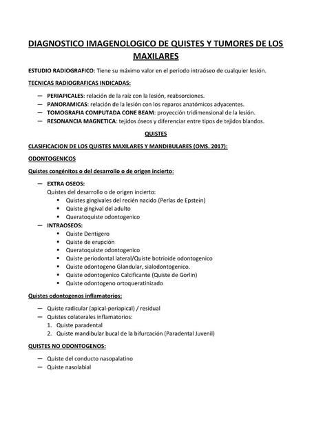 Diagnostico imagenológico quistes y tumores | Ameli | uDocz