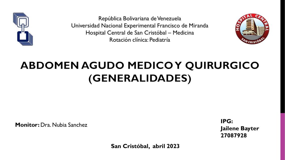 Abdomen agudo médico y quirúrgico | Jailene Bayter | uDocz
