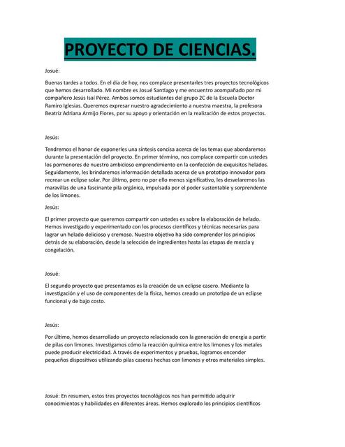 Proyecto de ciencias | Josué Santiagogonzalez | uDocz