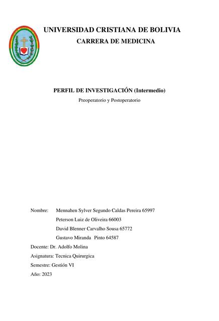 Pre Y Postoperatorio Peterson Luíz Udocz