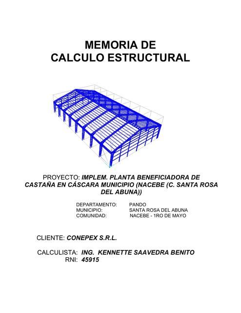 Memoria de calculo estructural | Ken Saavedra | uDocz