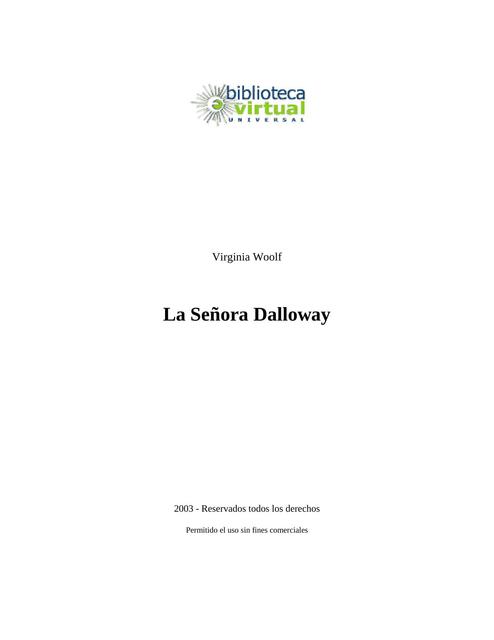 La señora Dalloway libro - Virginia Woolf | Alianza literaria | uDocz