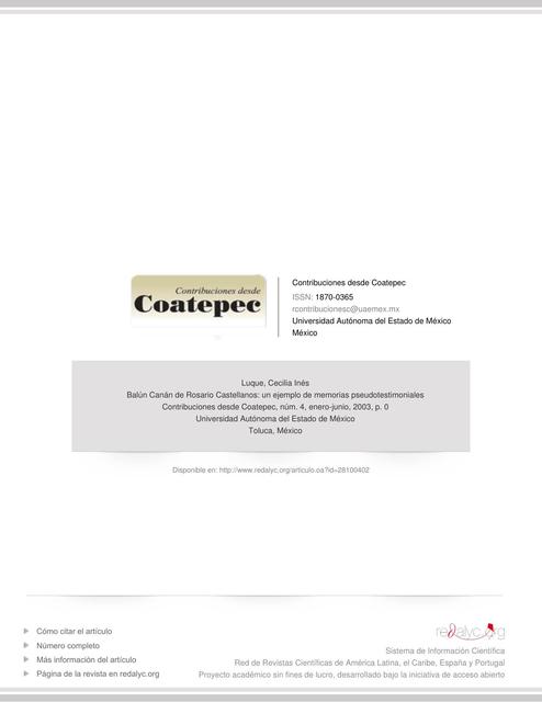 Balún Canán - Rosario Castellanos | Alianza literaria | uDocz