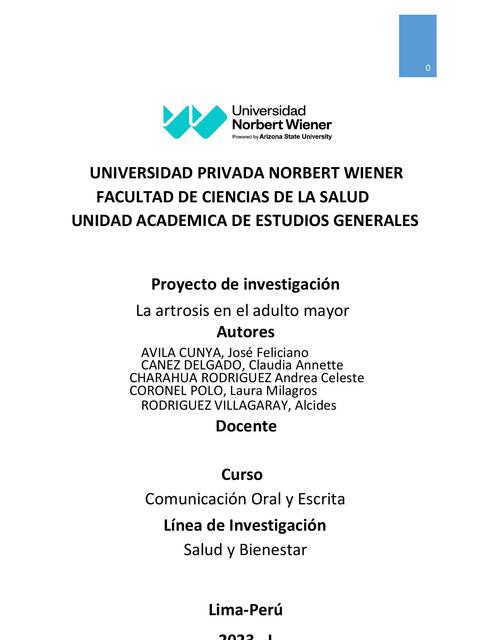 La Artrosis en el Adulto Mayor | Carla Betzabel Velasquez Cruz | uDocz