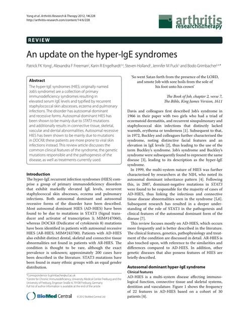 An update on the hyper-IgE syndromes | Andres Gabriel Lopez Alegrias ...