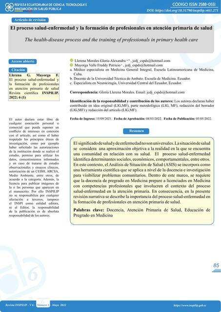 El proceso salud enfermedad | BRYAN ZAVALETA AGUIRRE | uDocz