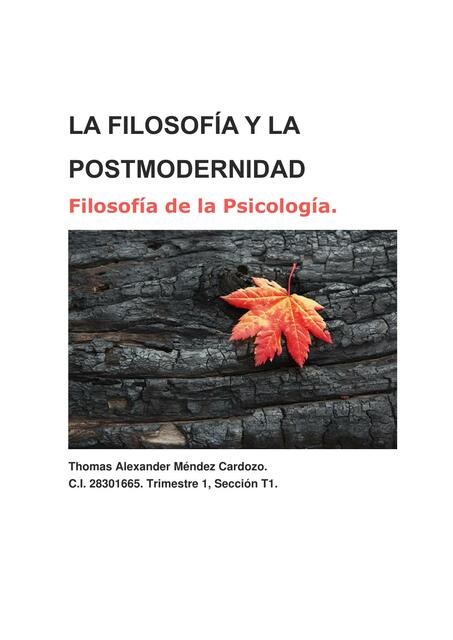 La Filosofía y la Postmodernidad | Thomas Méndez Cardozo | uDocz