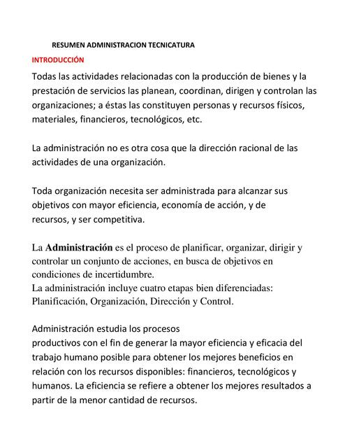 Resúmenes de Resumen de administración | Descarga apuntes de Resumen de ...
