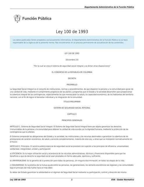 Ley 100 de 1993 | Fer Arias | uDocz