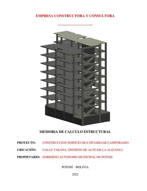 Memoria de calculo estructural de un edificio multifamiliar Campobasso | Wilver Fajardo Mamani ...