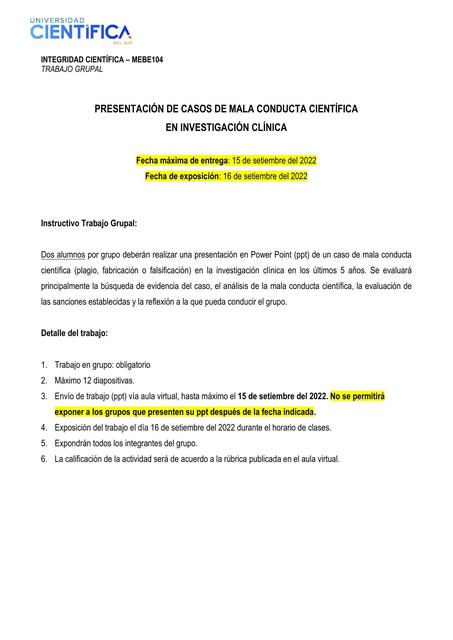 Presentación de casos de mala conducta científica en investigación ...