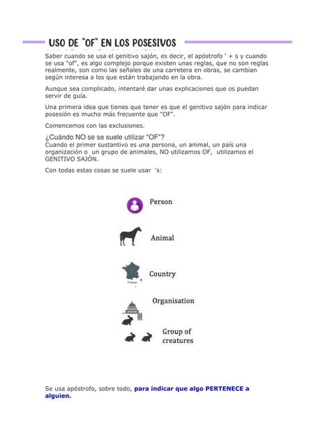 El uso de of en los posesivos | Antotulis | uDocz