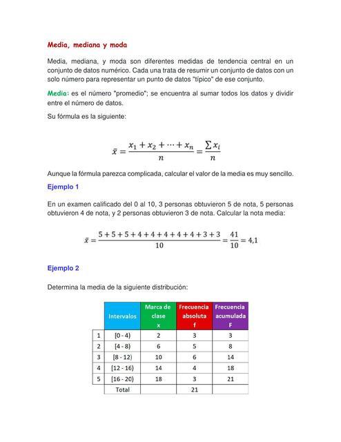 Media, mediana y moda | Emmanuel | uDocz