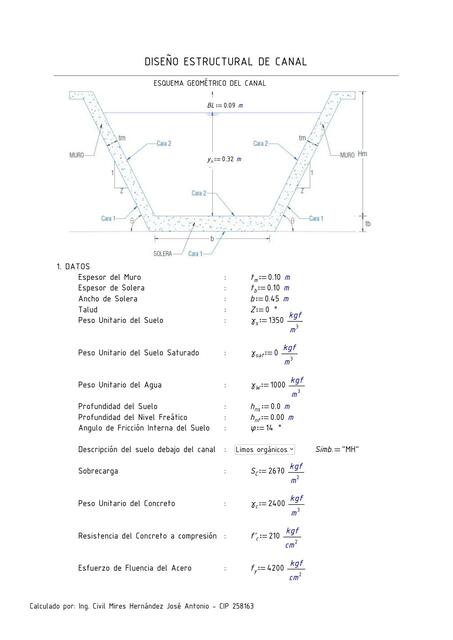 DISEÑO ESTRUCTURAL CANAL | uDocz