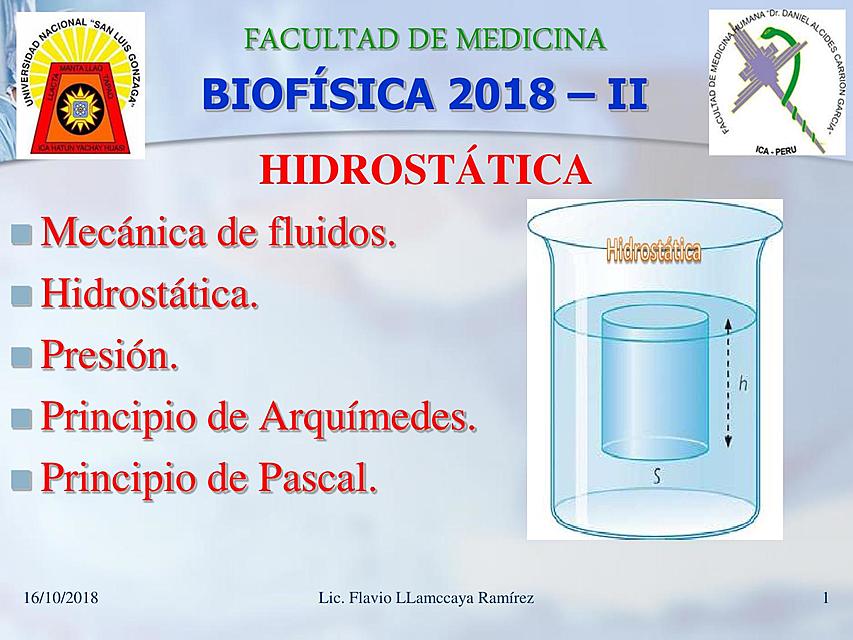 hidrostatica | Biofísica | Hidrostática | uDocz