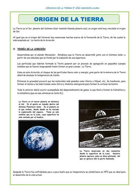 Origen de la Tierra | emilia donlon | uDocz