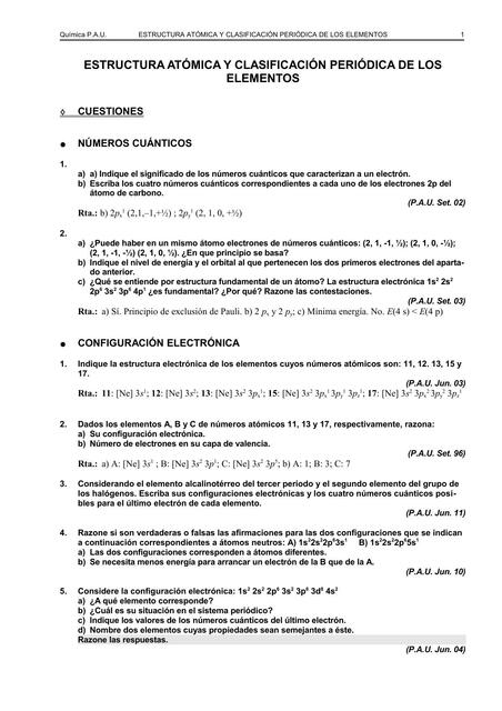 PAU Estructura tabla periódica | apuntesdeingenieria | uDocz