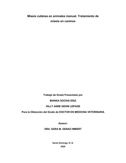 Miasis cutánea en animales manual | Veterinaria Animal | uDocz