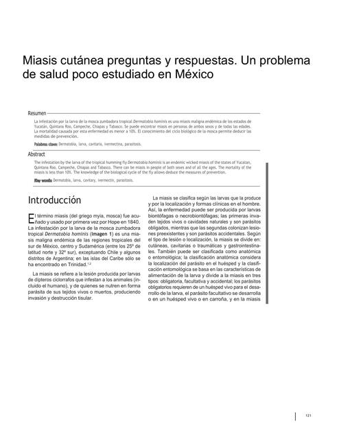 Miasis cutánea preguntas y respuestas. Un problema de salud poco estudiado en Mé | Medicina y ...