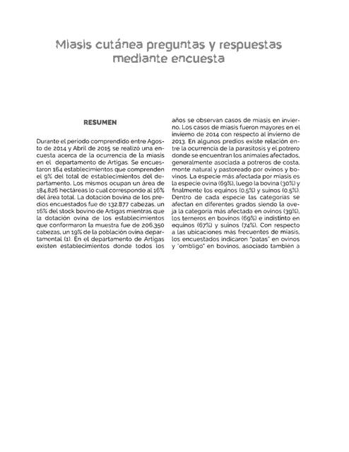 Miasis cutánea preguntas y respuestas mediante encuesta | Medicina y Farmacia | uDocz