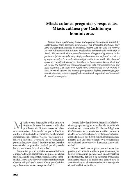Miasis cutánea preguntas y respuestas. Miasis cutánea por Cochliomya hominivorax | Medicina y ...