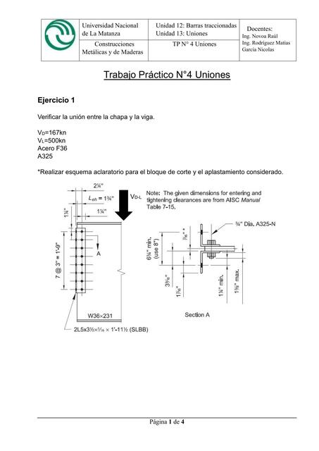 Trabajo practico Uniones | Gaston Colque | uDocz