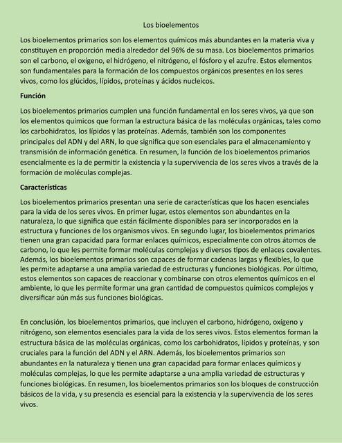 Los bioelementos | CK | uDocz