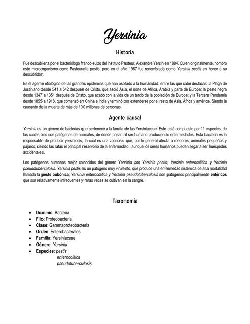 Yersinia Resumen Completo | Gabriela | uDocz