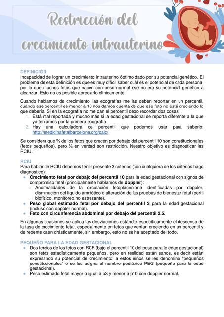 RCIU (restricción el crecimiento intrauterino) | Juanita Zapata | uDocz