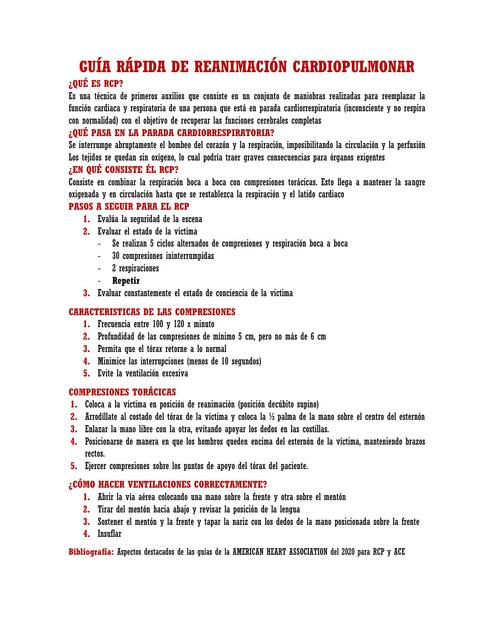 Guia rapida de reanimacion cardiopulmonar | Sofi Apuntes | uDocz